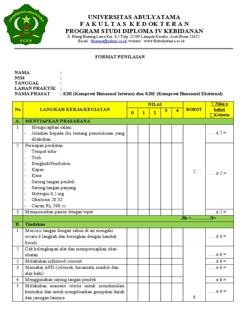 Daftar Tilik KBI Dan KBE | PDF