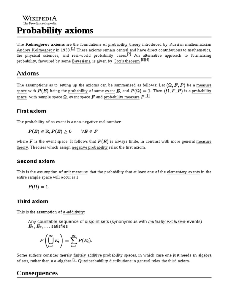 Probability Axioms | PDF