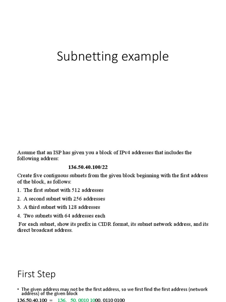 Subnetting Example | PDF | Computer Engineering | Computer Network