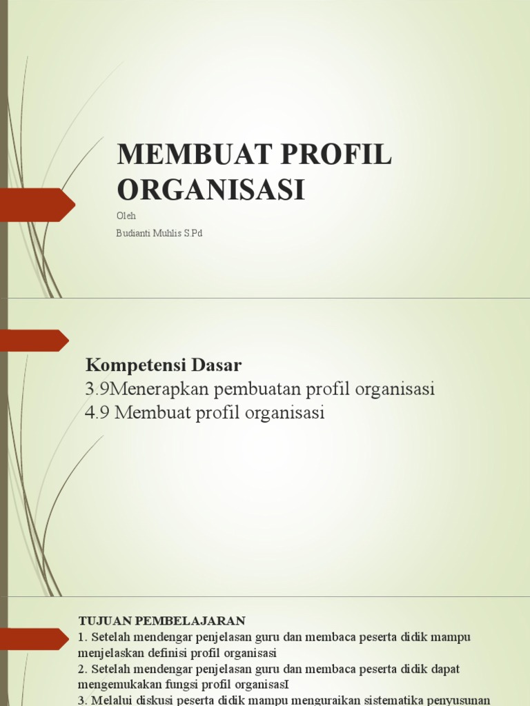 Kd. 3.9 Membuat Profil Organisasi | PDF