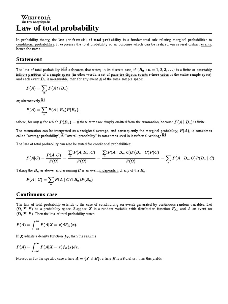 Law of Total Probability | PDF