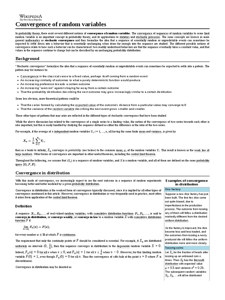 Convergence of Random Variables | PDF | Probability Distribution ...