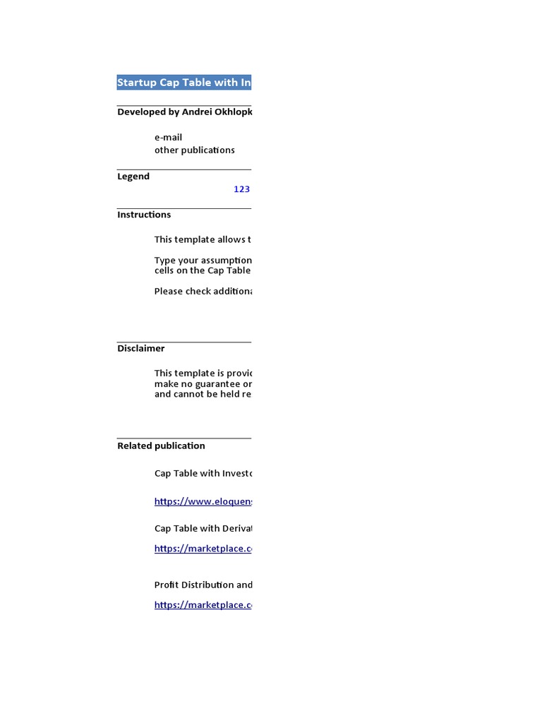 Cap Table I - CFI | PDF