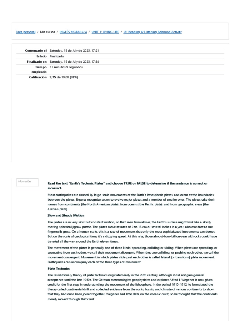 U1 Reading & Listening Rebound Activity - Revisión Del Intento - pdf1 | PDF | Science & Mathematics