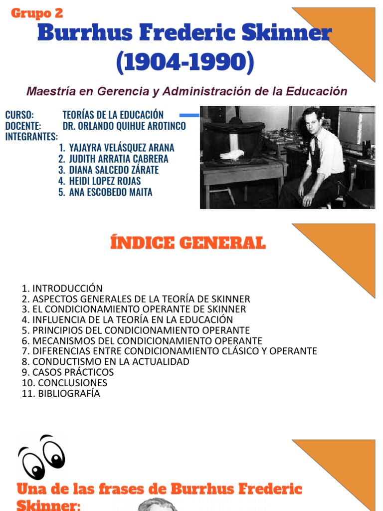 Teoría de Burrhus Frederic Skinner (1904) | PDF | Behaviorismo | Sicología