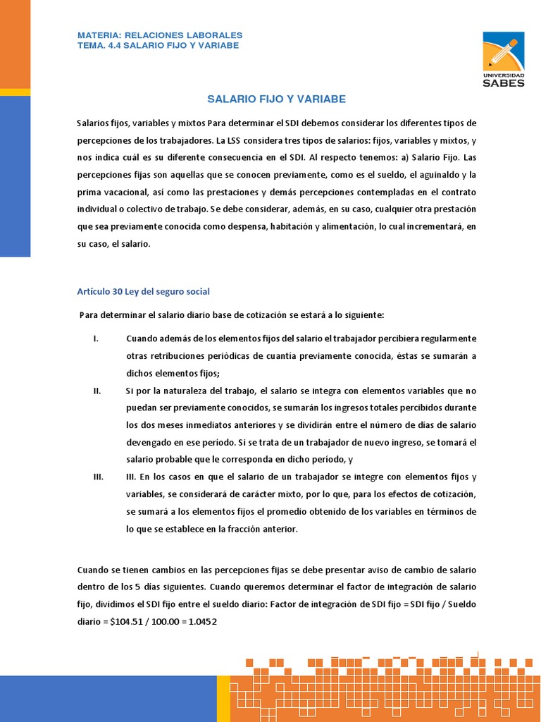 4.4. Salario Fijo y Variable. | PDF | Salario | Economias