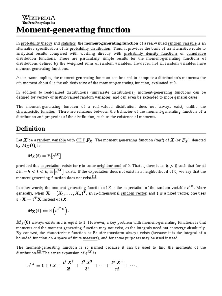 Moment-Generating Function | PDF | Probability Distribution | Random ... Moment-Generating Function | PDF | Probability Distribution | Random ...