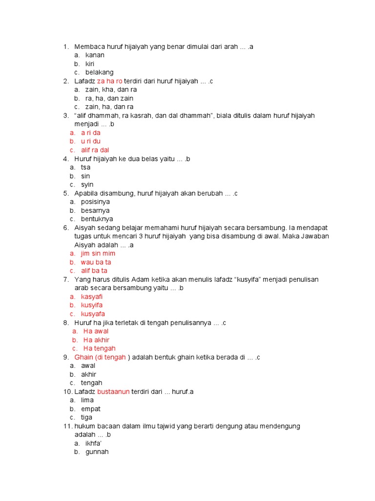 Soal Qurdis Kelas 2 | PDF