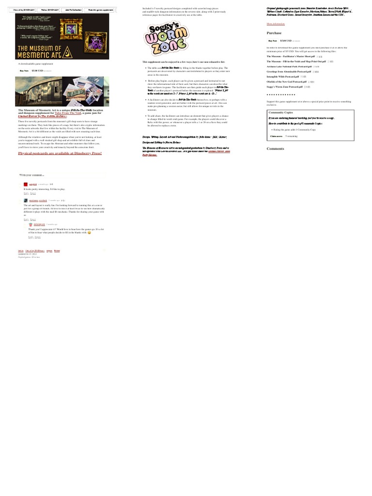 Liminal Museum Game Supplement | PDF