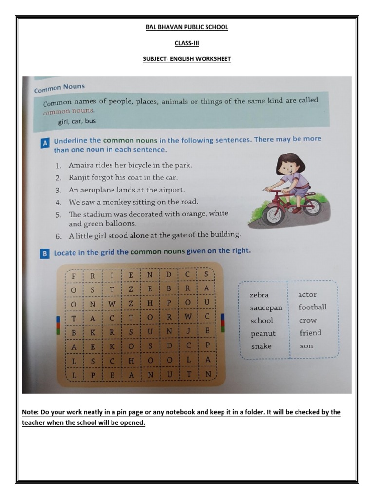 Common Noun Worksheet | PDF