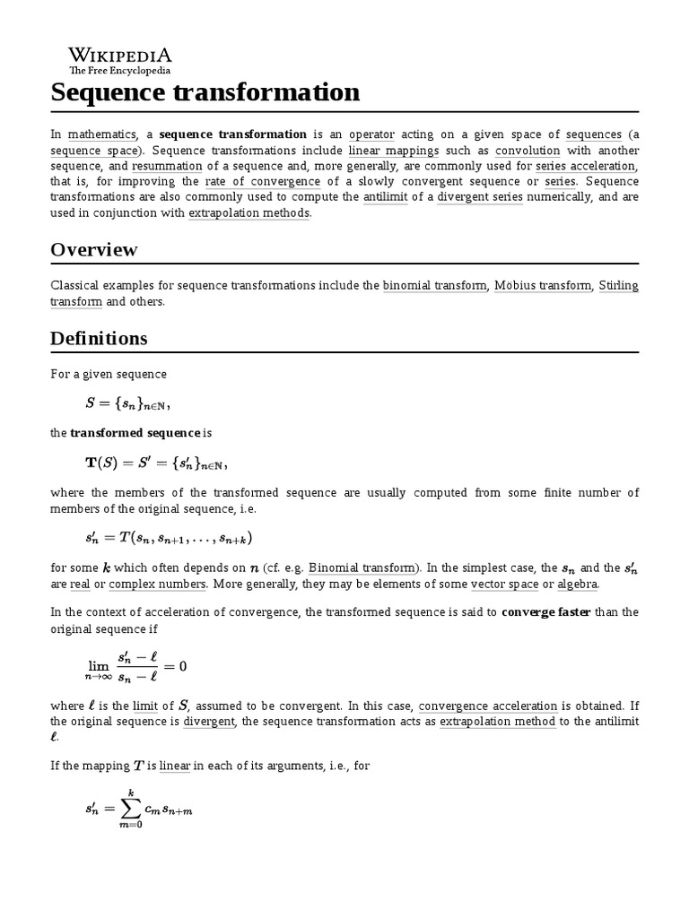 Sequence Transformation | Download Free PDF | Sequence | Mathematical Objects