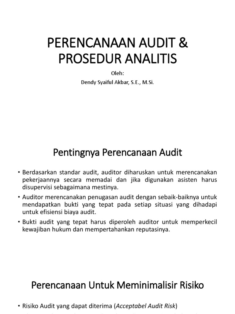 Perencanaan Audit Dan Prosedur Analitis | PDF