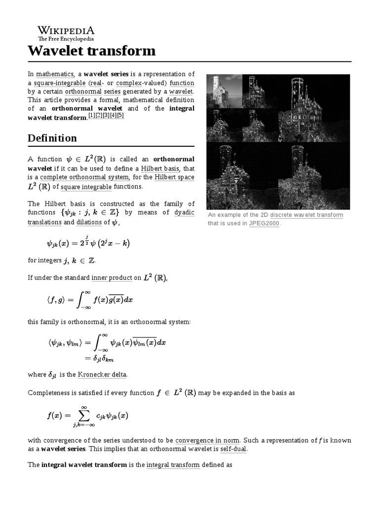 Wavelet Transform | PDF