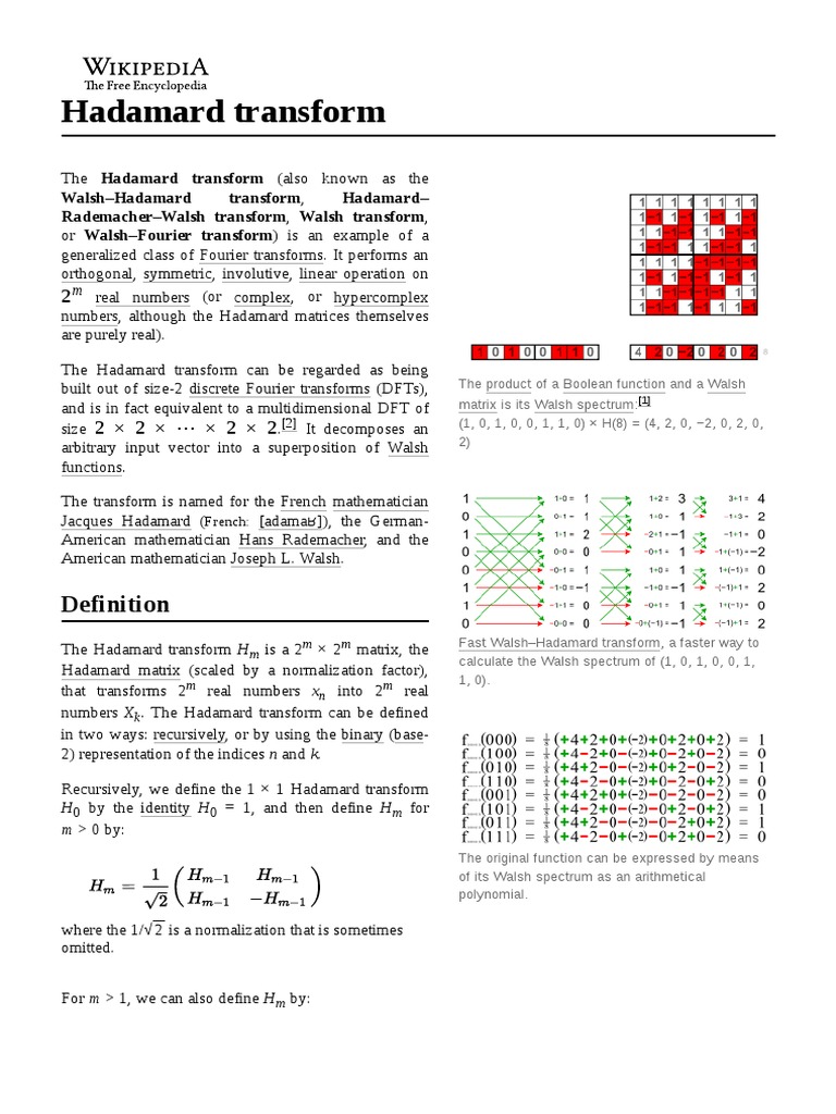 Hadamard Transform | PDF