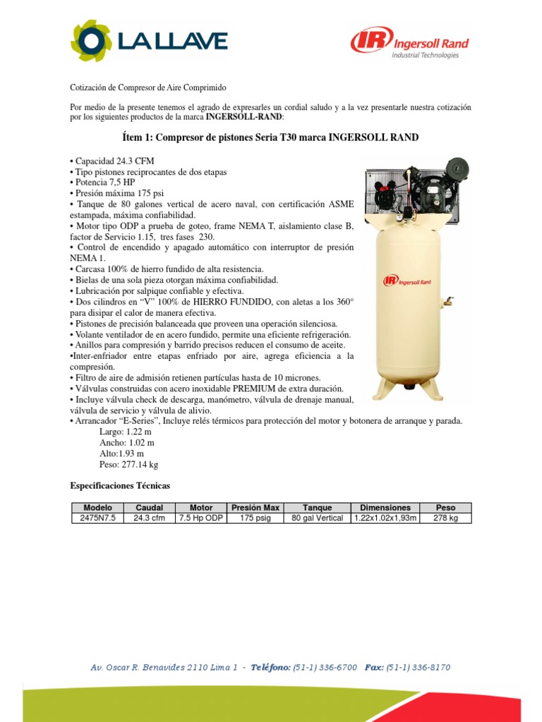 Ficha Compresor 2475N7.5 | PDF