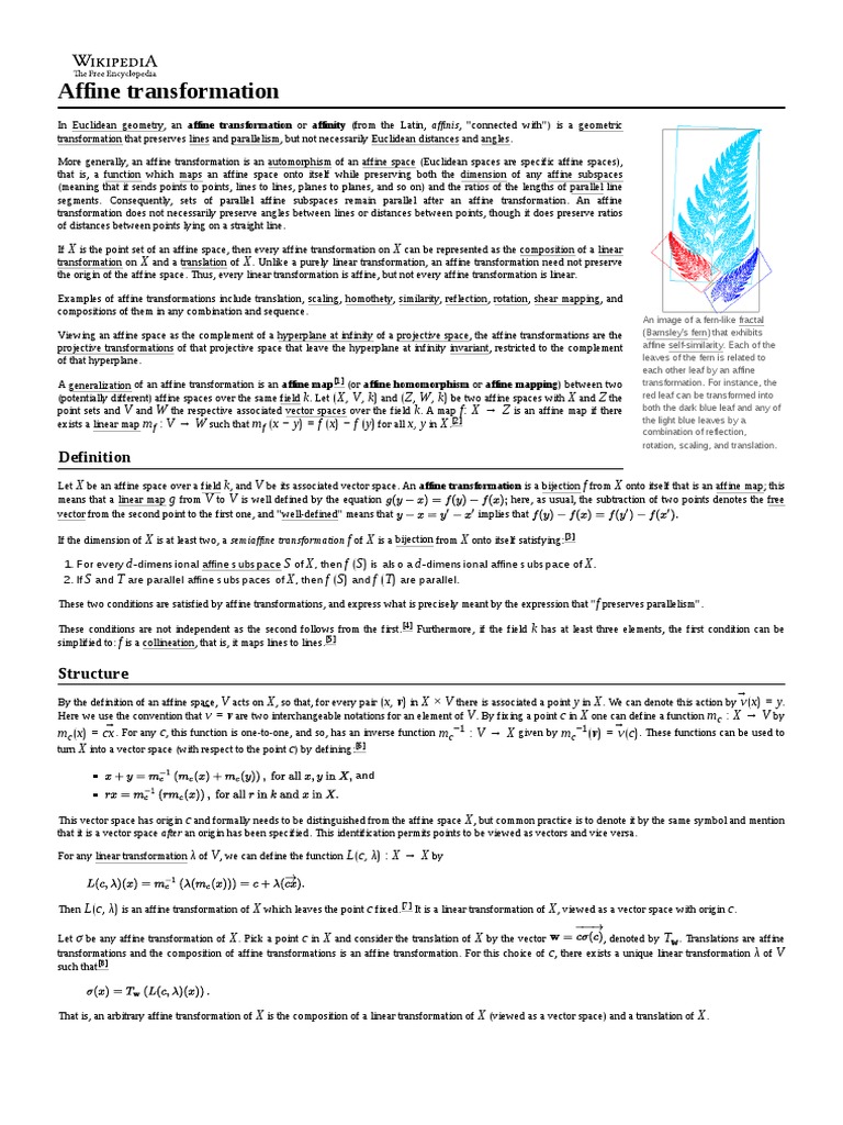 Affine Transformation | PDF | Linear Map | Matrix (Mathematics)