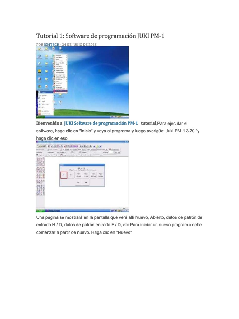 Tutorial 1: Software de Programación JUKI PM-1 | PDF