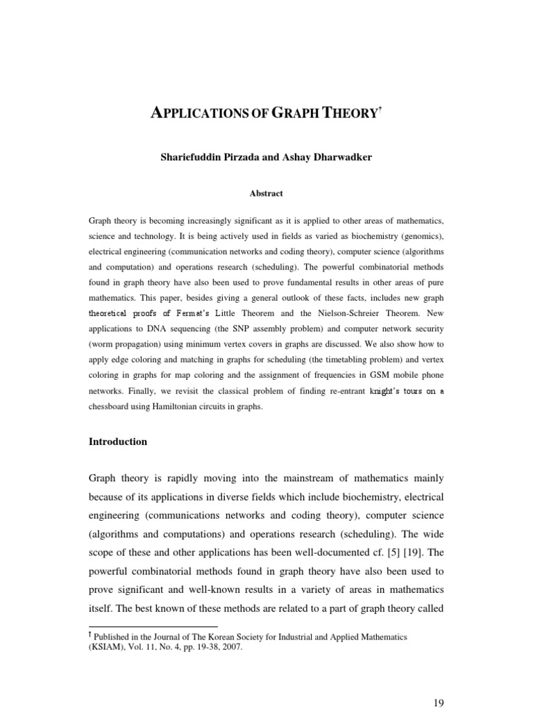 Applications of Graph Theory in Mathematics, Science, and Technology ...