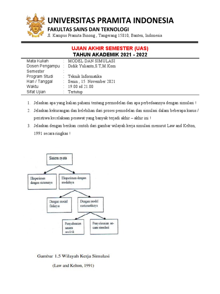 UAS Model dan Simulasi 2021 | PDF | Teknologi & Rekayasa