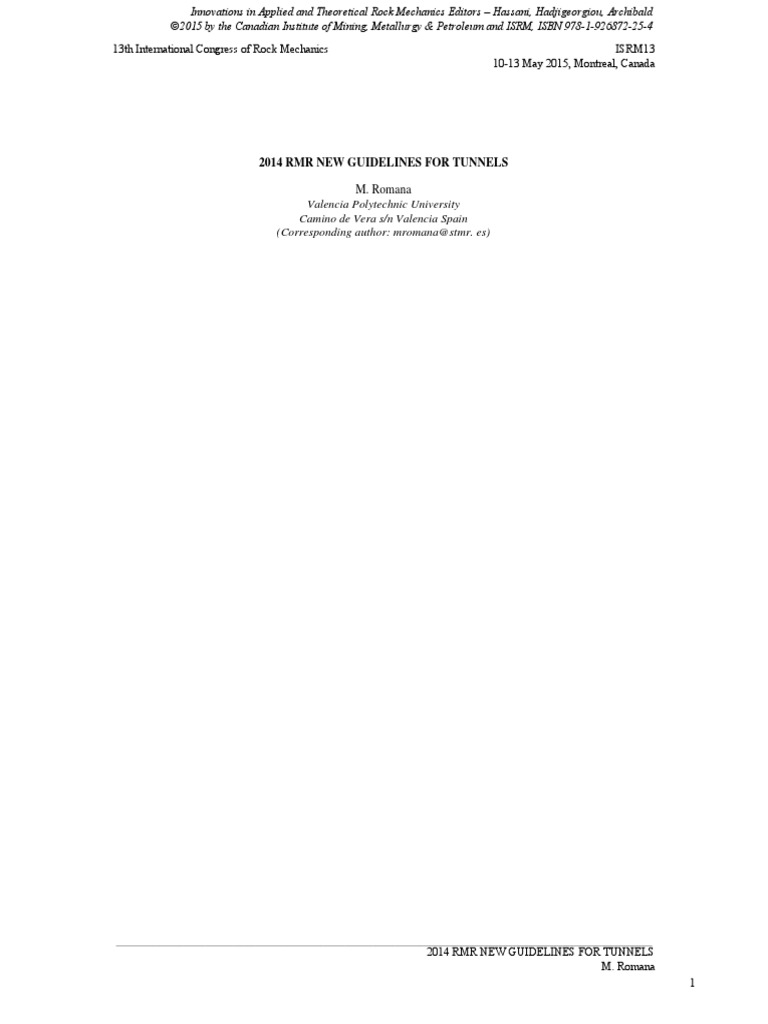 Romana2015 - 2014 RMR New Guidelines For Tunnels | PDF | Science ...