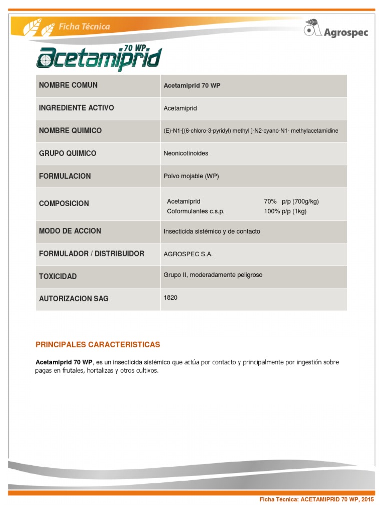 14465020565637dea89c5a6FT - ACETAMIPRID 70 WP | PDF