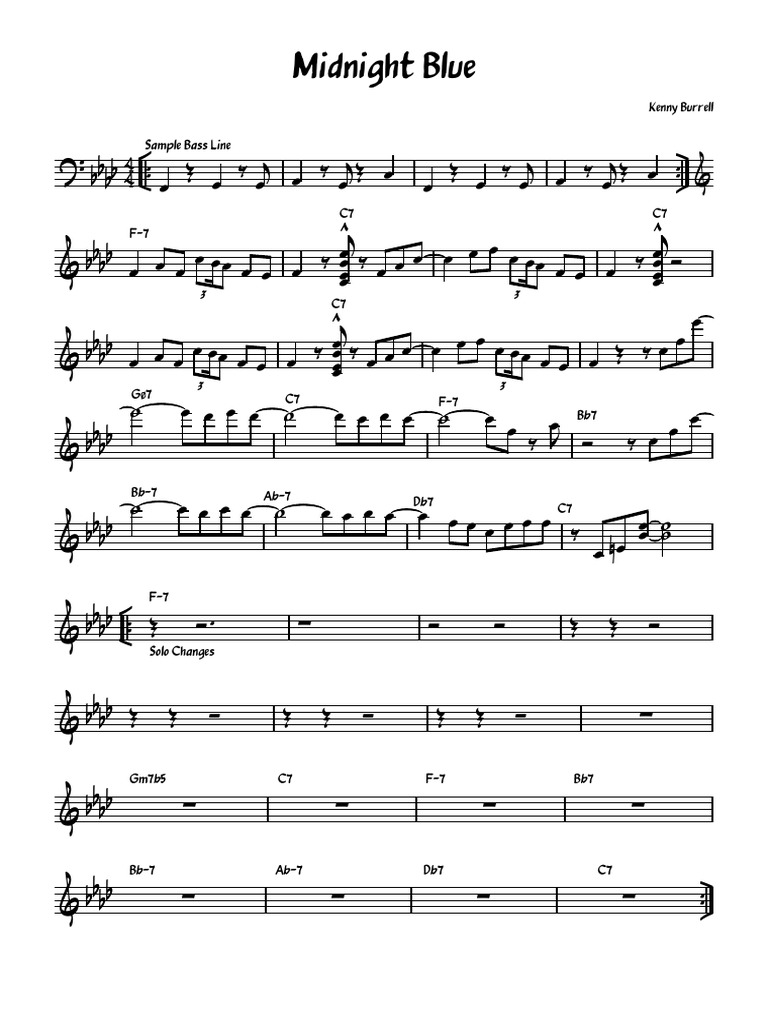Kenny Burrell's Midnight Blue Sheet Music | PDF
