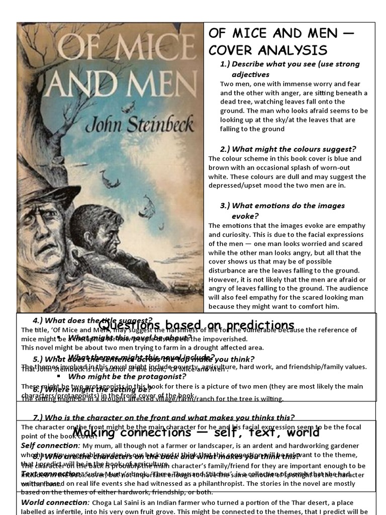 Cover Analysis of "Of Mice and Men" | PDF | Empathy | Anger