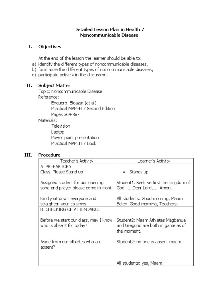 Detailed Lesson Plan in Health 7 | PDF