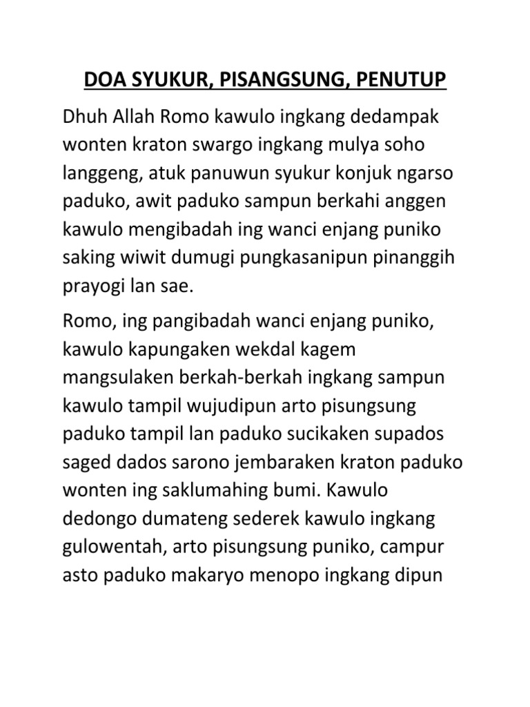 Doa Syukur Jawa | PDF