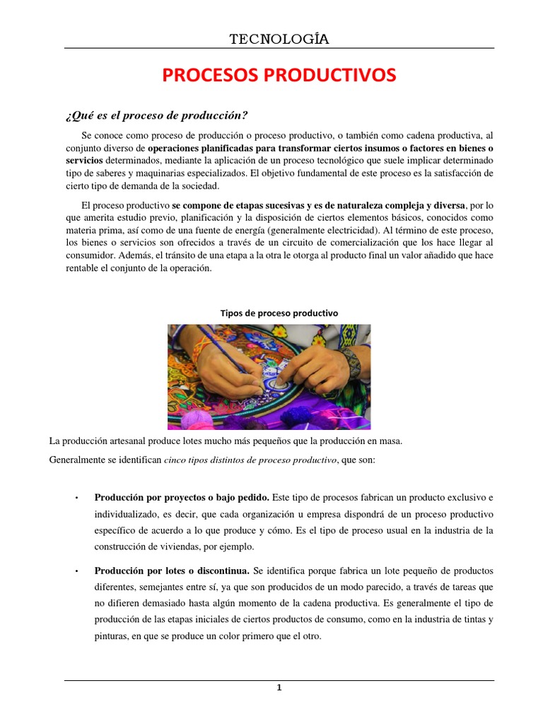 Tipos y Etapas del Proceso Productivo | PDF