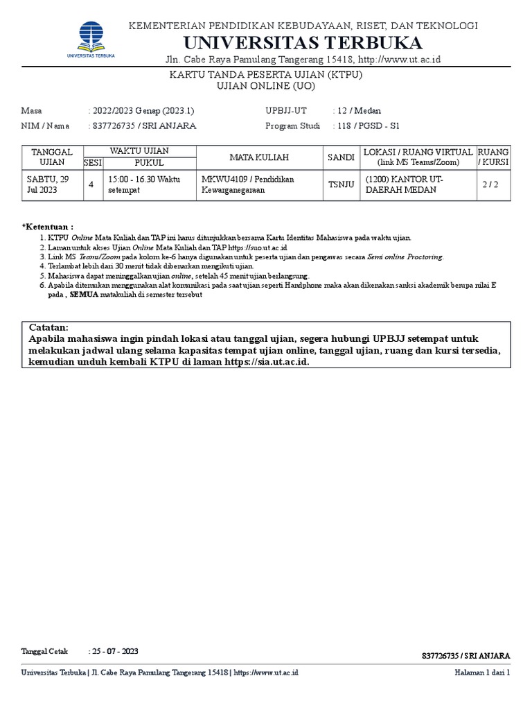 Ktpu Uo Sri Anjara | PDF