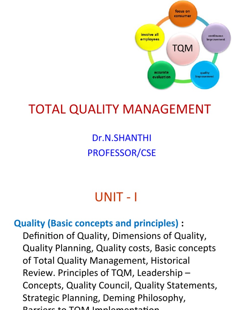 TQM - Unit I 2 | PDF