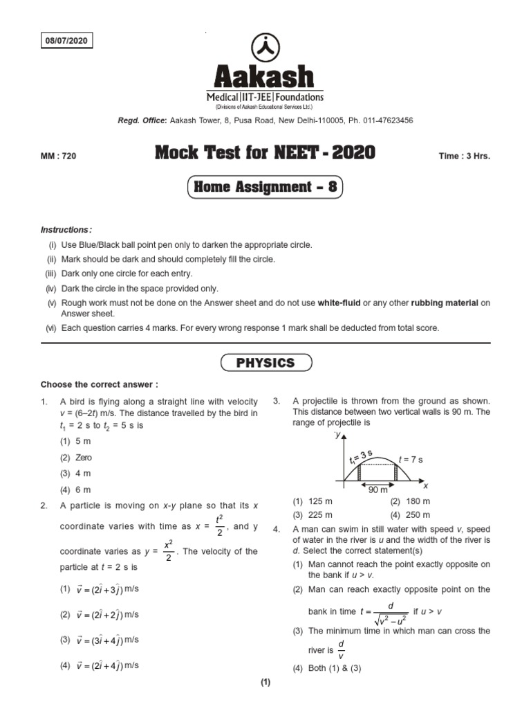 Aakash Home Assignment 8 | PDF | Force | Methyl Group