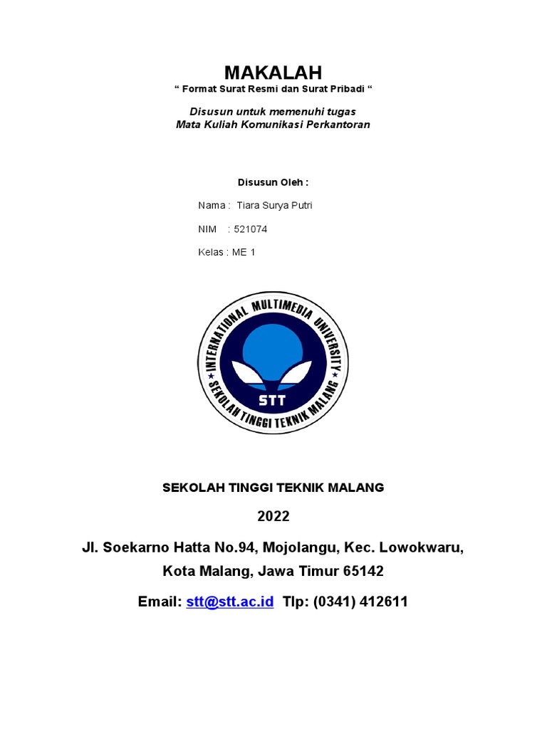 Format Surat Resmi dan Pribadi | PDF | Karier & Perkembangan