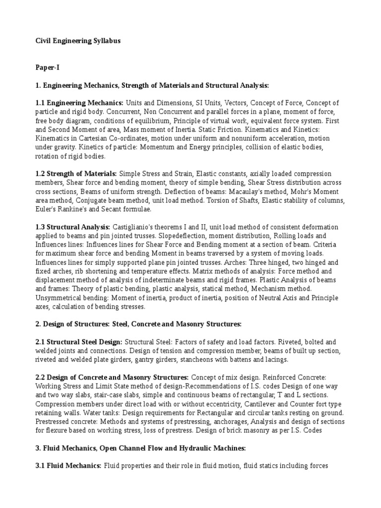 Civil Engineering Syllabus | PDF Civil Engineering Syllabus | PDF