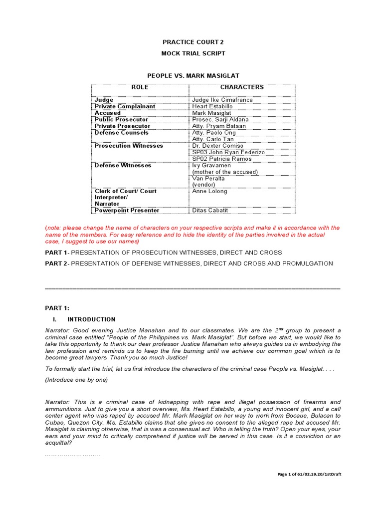 Mock Trial Script | PDF Mock Trial Script | PDF