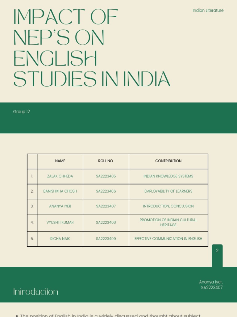 Impact of NEPs on English in India | PDF