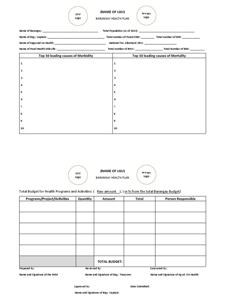 Barangay Health Plan | PDF