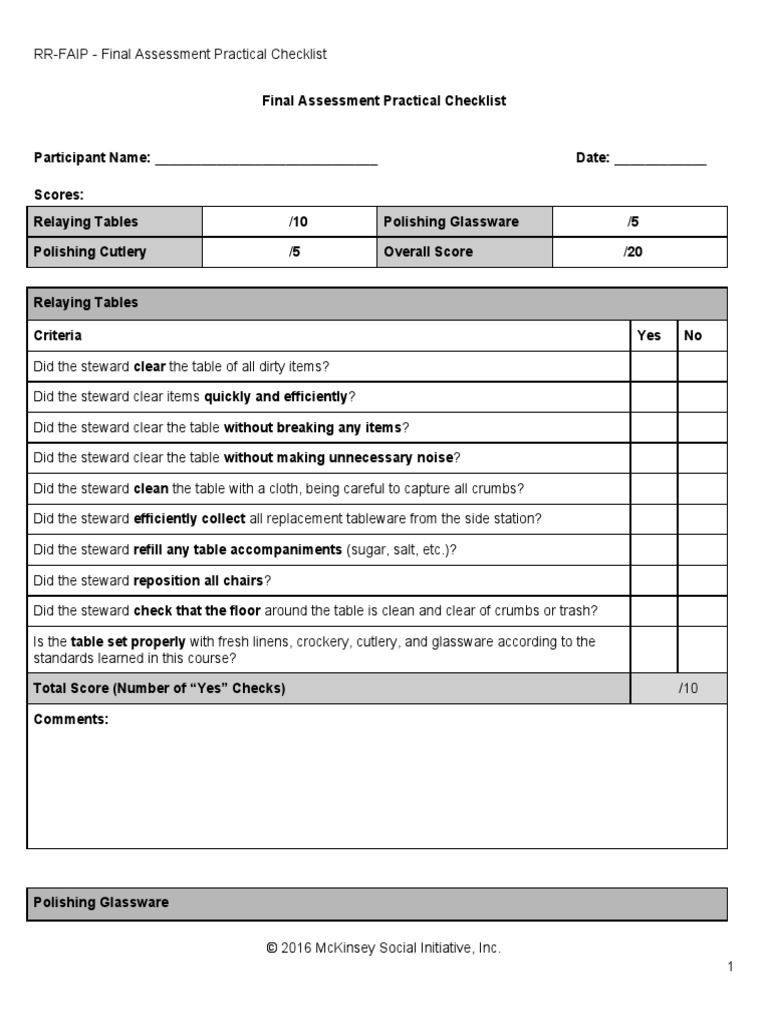 35 - RR - FAIP - Final Assessment Practical Checklist - VF | PDF