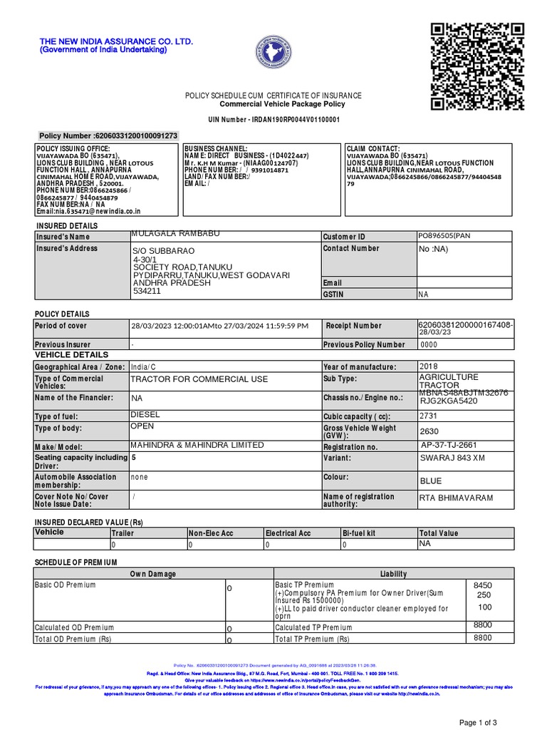 Tractor Insurance | PDF | Insurance | Money Laundering