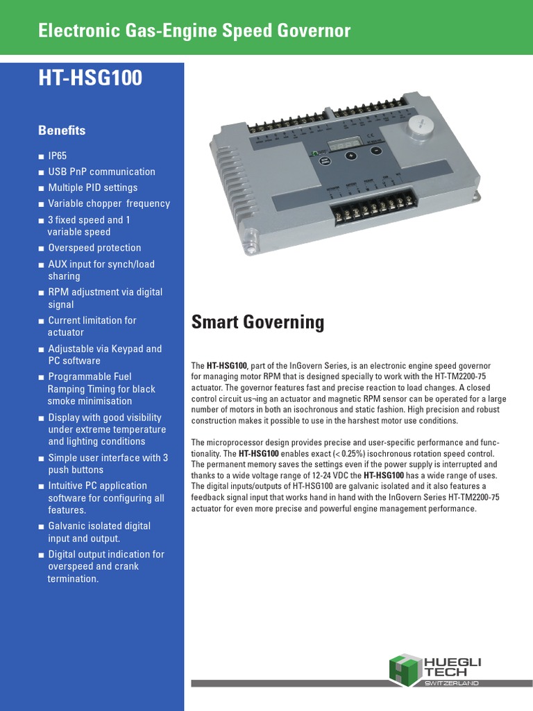 HT-HSG100 Gas-Engine Speed Governor | PDF | Electric Motor | Parameter ...