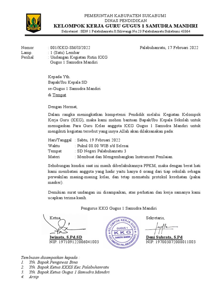 Contoh Surat Undangan KKG | PDF