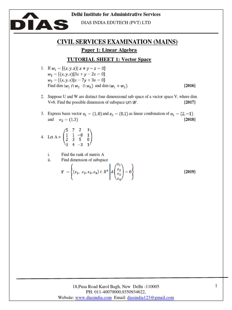Maths Tutorial Paper I | PDF