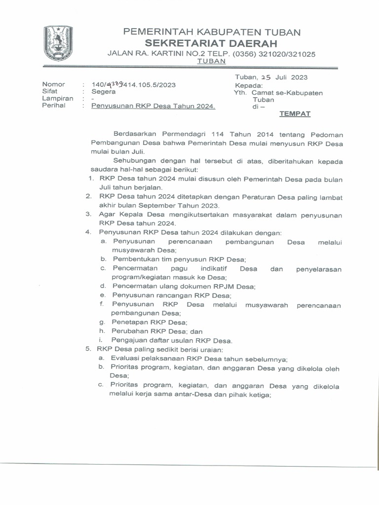 Penyusunan RKP Desa Tahun 2024 | PDF