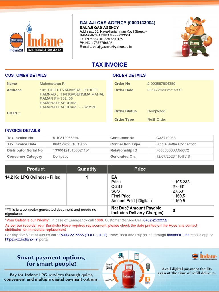 Balaji Gas Agency Contact & Safety Info | PDF | Liquefied Petroleum Gas ...