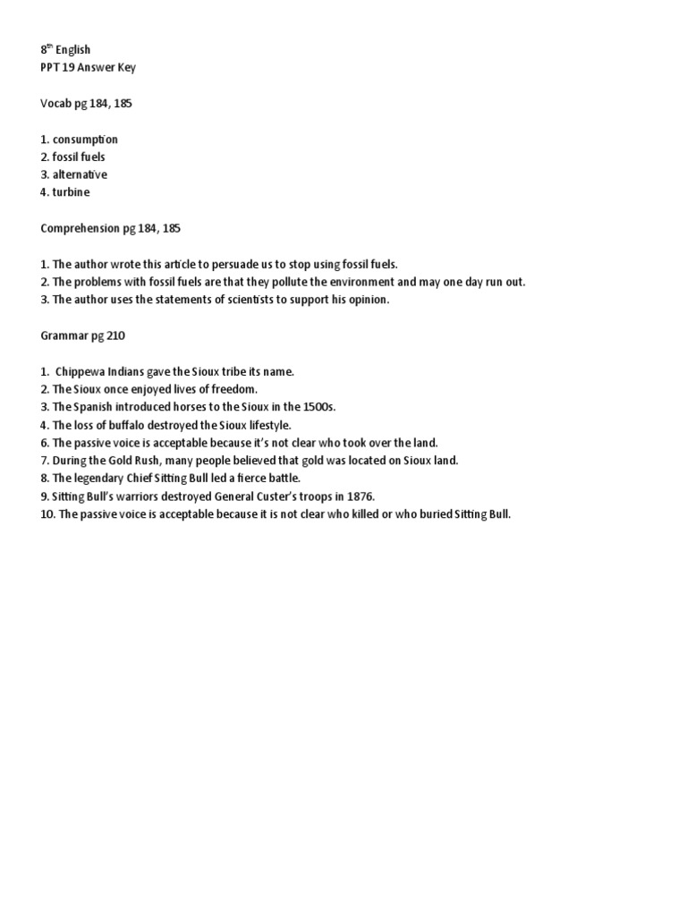 English G8 Ppt19 Answer Key Pdf