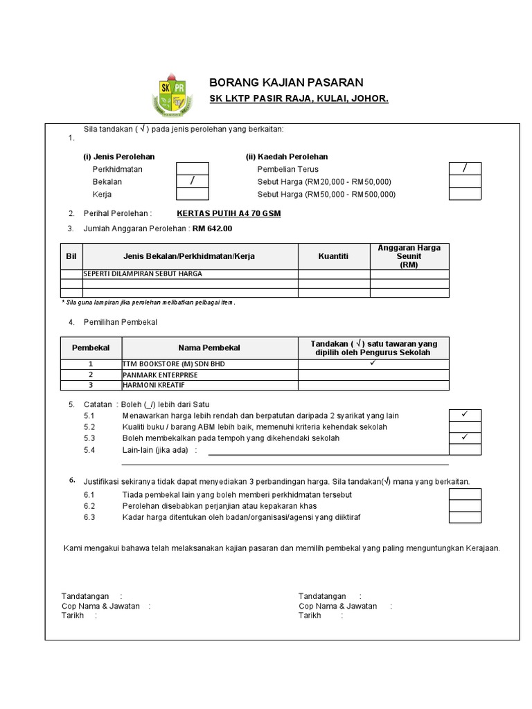 Kajian Pasaran CONTOH | PDF