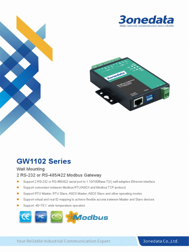 2 Port Rs 485 Ethernet Modbus Gateway Pdf Port Computer Networking Transmission Control
