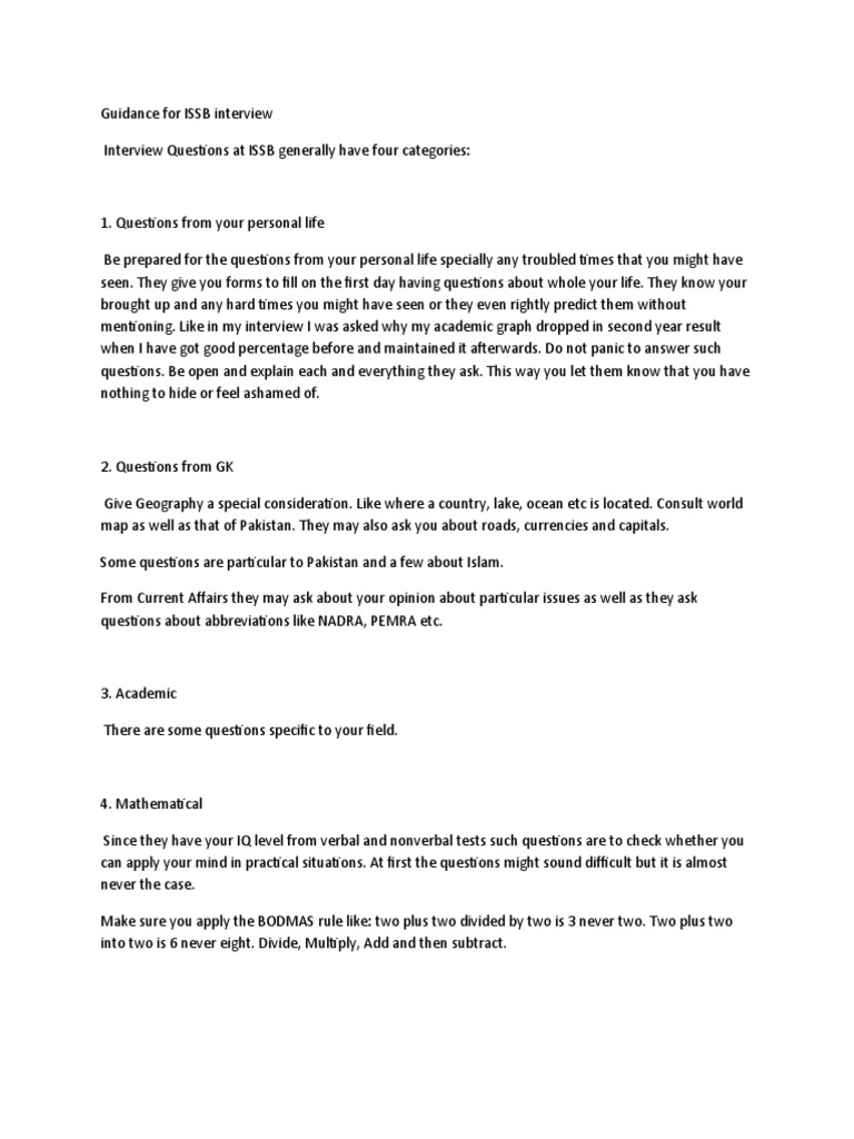 Guidance For ISSB Interview | PDF