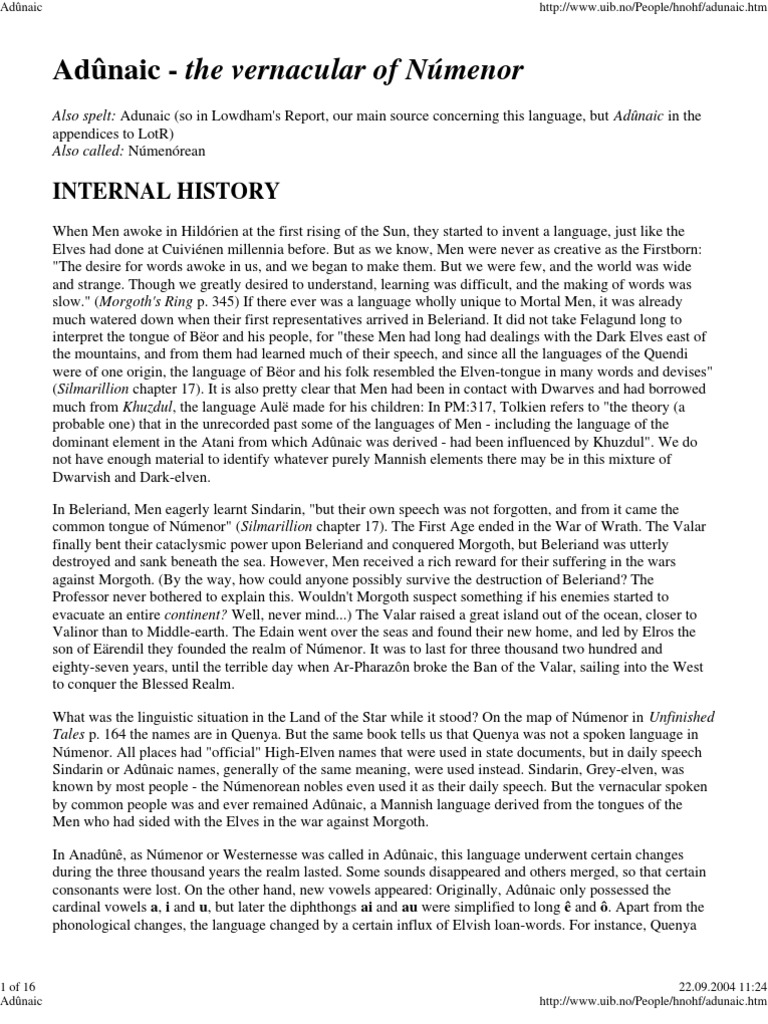 Adunaic | PDF | Grammatical Gender | Middle Earth